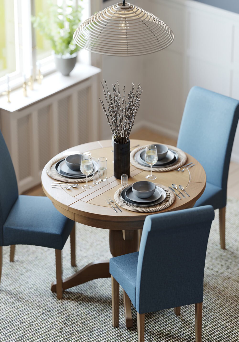Chester Round Extending Pedestal Dining Table - Dennetts Furniture
