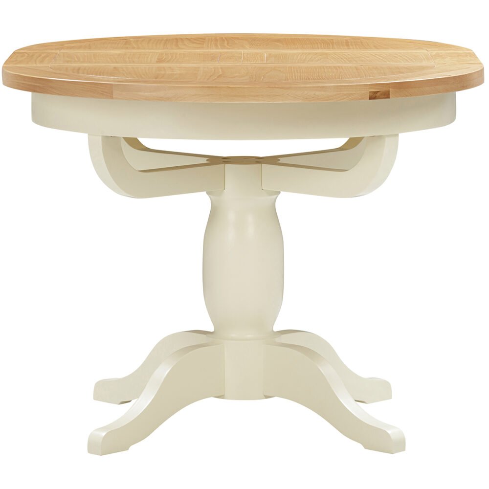 Chester Ivory Round Extending Pedestal Table - Dennetts Furniture